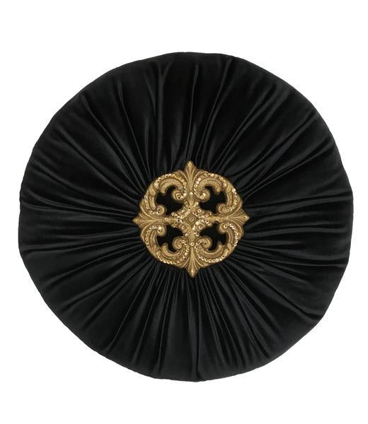 Decorative Round Pillow Black Velvet Jeweled Medallion – Reilly-Chance ...