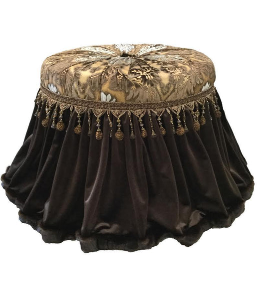 Round Vanity Stool with Rollers (Available in most any of our Fabrics ...