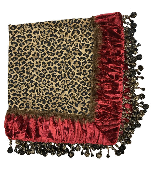 Designer Table Square Leopard Print and Red Velvet – Reilly-Chance ...