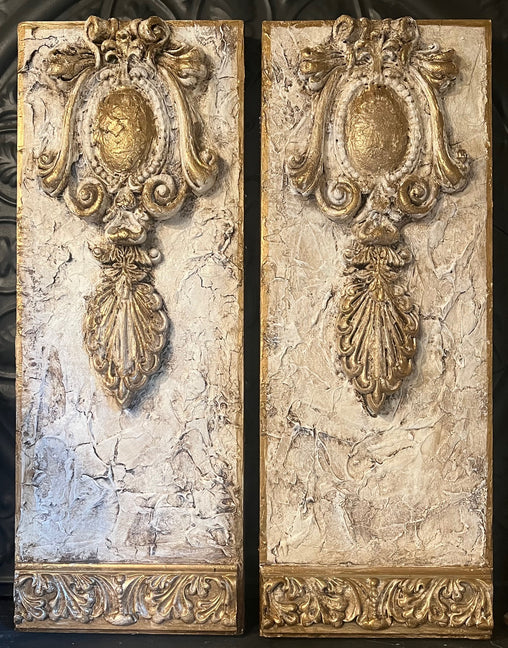 Michelle Butler Designs Set of Two Ivory and Spa Blue/Green Wall Plaqu ...