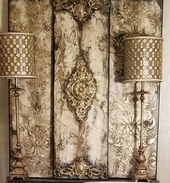 Michelle Butler Designs Set of Three Cream and Gold Wall Plaques ...