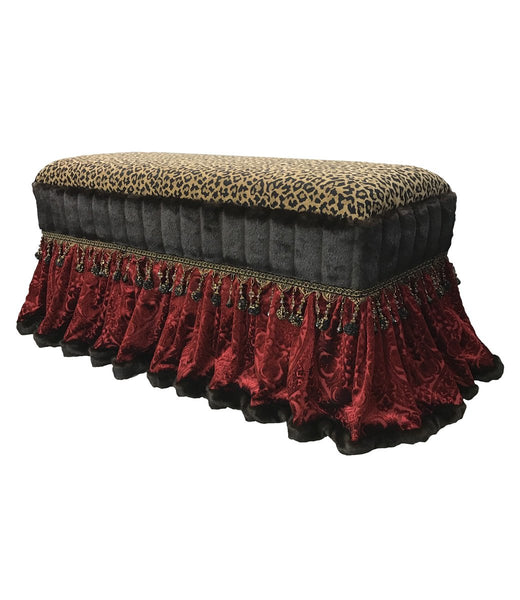 Old World Style Upholstered Bench Red Velvet and Leopard – Reilly ...
